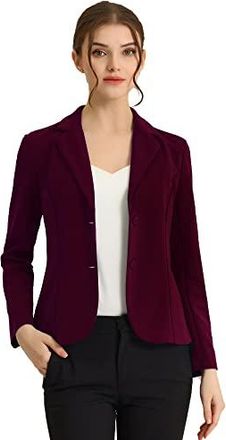 Allegra K Blazer Femme de Business à Col Revers Veste de Costume à Manches Longues Rouge violacé L