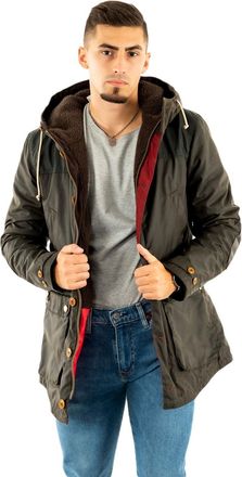 Barbour Parkas - Herren - Khakifarbener Parka Game Two Tone mit Sherpa-Futter und Leder-Patches f&uuml;r Herren - XL