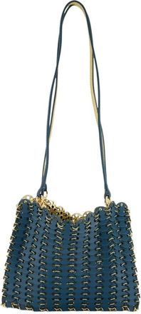 Paco Rabanne Femme, Sacs, Bleu, Taille: ONE Size Sac &agrave; rabat r&eacute;versible en cuir 1969