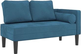 vidaXL Chaise longue avec coussins bleu velours Vidaxl