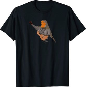 jz.birds Rotkehlchen mit Gitarre Vogel Gitarrist Tierfreund Musiker T-Shirt