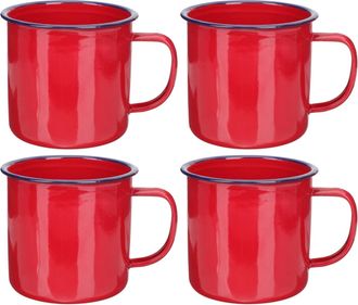 Garneck 4 Stück Vintage Tasse aus Emaille Schokoladenkaffee Retro-Emaille-Tasse Camping-Kaffeen Pint kaltes getränk kältekissen zur Aufbewahrung von Tee Büro-