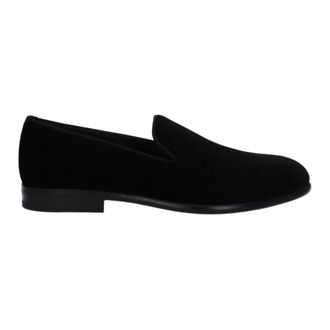 Dolce & Gabbana Schwarze Velvet Slip-On Loafers - - Shoes - Herren - Schwarzk - 39 EU