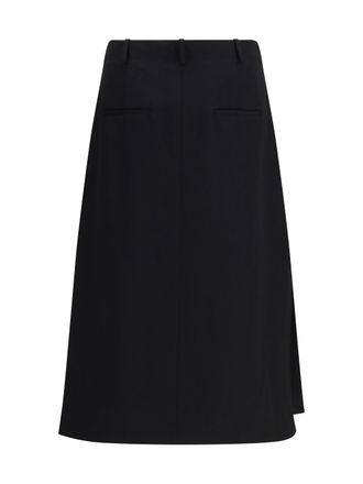 Fendi Womens Grain De Poudre Skirt Nero Fleece Wool Ovis Aries