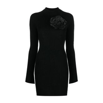 Blumarine Strickkleid mit Blumendetail - - Dresses - Damen - Schwarzk - M