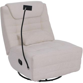 Hhg Relaxsessel HHG-311, TV-Sessel Fernsehsessel, drehbar Kippfunktion Handyhalterung, Stoff Chenille (260g/m&sup2;) creme-wei&szlig;