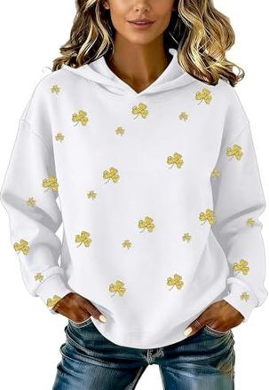 Generic HUIFUAO Sweat &agrave; capuche pour la Saint-Patrick pour femme - Sweat tr&egrave;fle amusant - Grande taille - Costume de la St Paddys - Vert Irlande - Tr&egrave;fle - Ch
