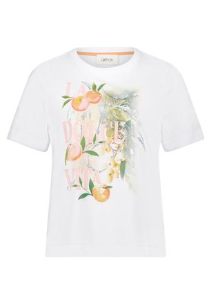 Cartoon Damen Printshirt mit Rundhalsausschnitt 42, Patch Cream/Ros&eacute;