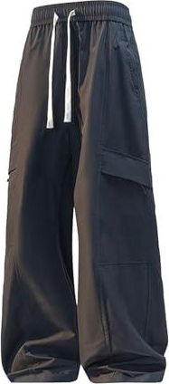 Generico Rrongwn Y2K Pantalon cargo pour homme - Pantalon baggy &agrave; jambes larges - Pantalon de parachute &eacute;lastique - Pantalon de parachute des ann&eacute;es 90 - Panta