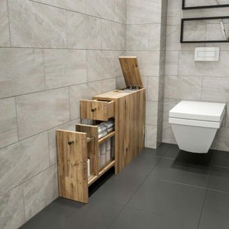 Pier Import Meuble WC effet bois clair, 2 tiroirs 1 porte MARFA