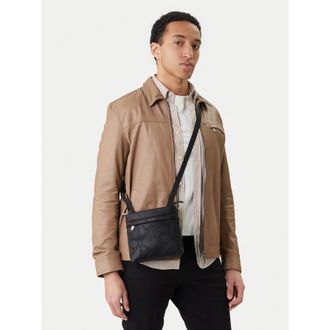 Calvin Klein Umh&auml;ngetasche Calvin Klein Emblem Emboss Slim Flatpack LV04D3370G Schwarz