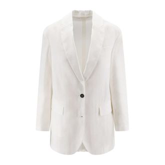 Brunello Cucinelli Baumwollblazer mit Monili - - Jackets - Damen - Wei&szlig; - M