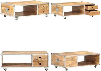 vidaXL Couchtisch 89x59x33 cm Massives Raues Mangoholz - Couchtisch - Wohnzimmertisch - Mangoholz Tisch - Industriel Style - Beistelltisch - Home & Living