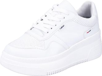 Rieker Plateausneaker RIEKER, Damen, Gr. 36, wei&szlig;, Lederimitat, Schuhe Plateausneaker, mit loser Einlage, Freizeitschuh, Halbschuh, Schn&uuml;rschuh, Topseller