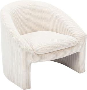 Vente-Unique Fauteuil en Velours c&ocirc;tel&eacute; cr&eacute;me OSSANA