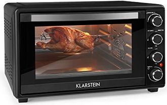 Klarstein Masterchef - Mini four, Four posable, Tournebroche rotatif, Puissance de 2000W, Minuterie de 0-60min, 100 - 230°C, Lumières de contrôle, Signal sonore