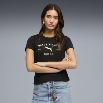 Puma T-shirt &agrave; imprim&eacute;s PUMA Class Femme, V&ecirc;tements, Noir, XL