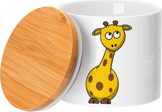 Fabulous Keramiktopf mit Deckel Bambus - Giraffe Malerei Kind Niedliche Tiere - 473 ml (16 Unzen) - Dose