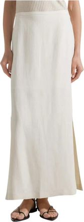 Seventy Femme, Jupes, Beige, Taille: 36 FR Long Skirt with Slit in Viscose-Linen