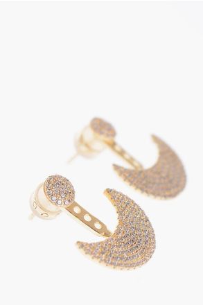 APM Monaco Silver Half Moon Shaped Earrings with Rhinestones size Unica