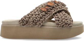 INUIKII Femme, Chaussures, Beige, Taille: 40 EU Woven Stones Platform Sandal