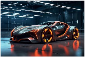 Wallario K&uuml;chenr&uuml;ckwand aus Glas 90 x 60 cm, Motiv: Futuristisches Supercar | Spritzschutz abwischbar & pflegeleicht