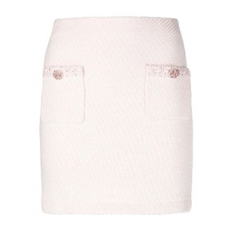 Self Portrait Femme, Jupes, Rose, Taille: 42 FR Élégante Mini-Jupe Rose en Tricot