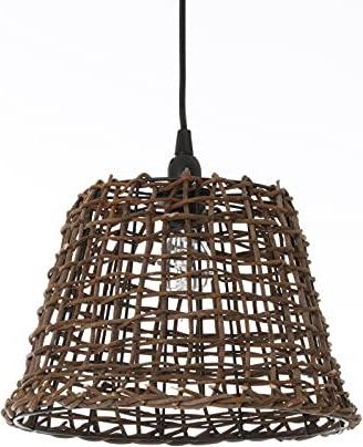 Lussiol Luminaire Delhi, suspension rotin, 60 W, marron, ø29 x H25 cm