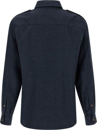 Brunello Cucinelli Virgin Wool Flannel Shirt - Navy