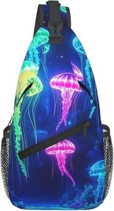 Generic Sac &agrave; dos &agrave; bandouli&egrave;re pour homme Motif m&eacute;duses fluorescentes