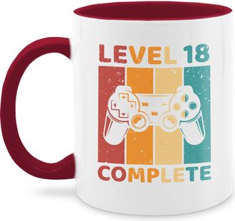 Shirtracer Tasse Tassen 325ml - 18. Geburtstag - Level 18 Complete - 18 Freigeschalten Unlocked Completed - Zocker Gamer - 325 ml - Bordeauxrot - zum 18.geburtst