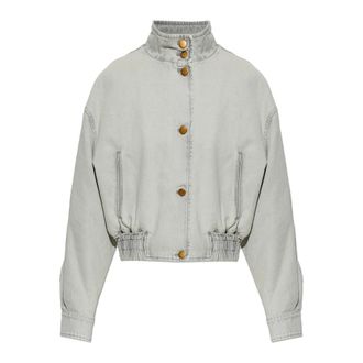 Jil Sander Veste en jean isol&eacute;e &agrave; col montant - Femme - Vestes - Gris - Taille: 42 FR