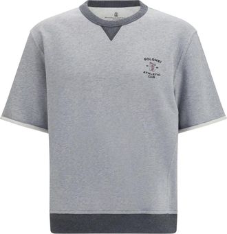 Brunello Cucinelli Melange-Stoff T-Shirt - - Tops - Herren - Grau - XS