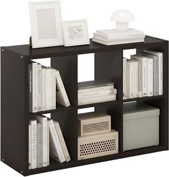 Furinno Cabine de Rangement Décorative à Dos Ouvert à 6 Cubes, Chêne Foncé