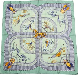 Herm&egrave;s T&uuml;cher & Schals - Hermes Classic Entraineur Silk Carre 90 Scarf Tu - Gr. unisize - in Gr&uuml;n - f&uuml;r Damen