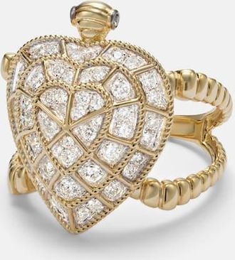 Yvonne L&eacute;on Yvonne L&eacute;on Ring Tortue Coeur aus 9kt Gelbgold (375/1000) mit Diamanten