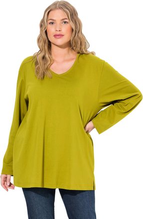Ulla Popken Damen große Größen Übergrößen Plus Size Shirt, V-Ausschnitt, Relaxed, Langarm