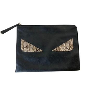 Fendi Pochette Pre-owned Monster Eye en cuir de python - Femme - Pre-owned - Noir - Taille: ONE Size