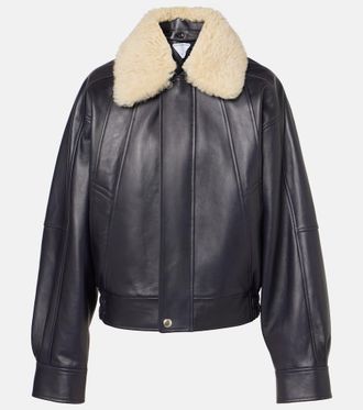 Bottega Veneta Veste blouson en cuir et shearling