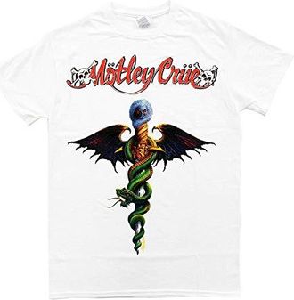 Global Waynes World Motley Crue Band Logo White T-Shirt (Adult S)