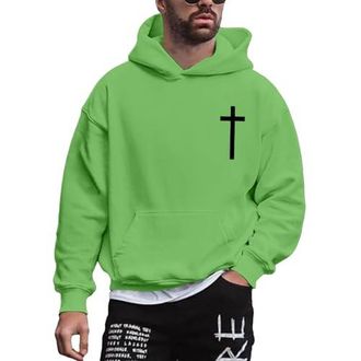 Generic Sweat à capuche pour homme imprimé au Royaume-Uni - Couleur unie - Style décontracté - Tendance - Manches longues - Streetwear - Haut ample - Léger - 