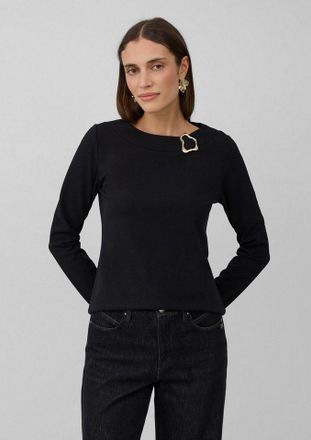 s.Oliver Langarmshirt T-Shirt Shirt aus Interlock-Jersey mit Brosche