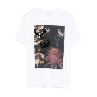 Dries Van Noten Wei&szlig;es T-Shirt mit Blumenmuster und Rundhalsausschnitt - - Tops - Herren - Wei&szlig; - XL