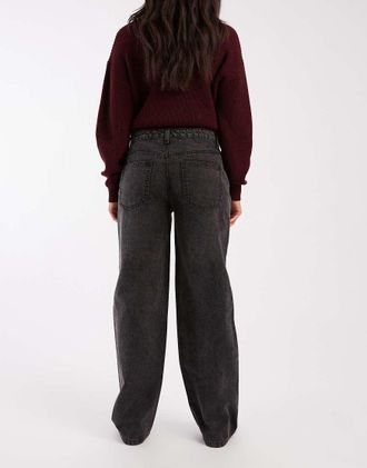 Daisy Street Relaxed-Fit-Jeans aus schwarzem Denim-Blau