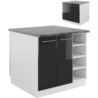 Vicco lot de cuisine Fame-Line, Anthracite brillant/blanc, 90 cm sans plan de travail