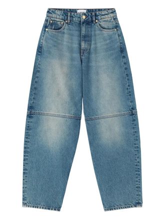 Ganni Jeans mit Kontrasteins&auml;tzen - Blau