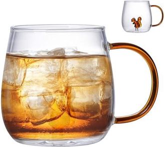 Generic Sghtil Tasse danimaux 3D - Tasse &agrave; boire en verre borosilicate transparent de 380 ml - Tasses &agrave; caf&eacute; portables pour boissons chaudes et froides, tasse