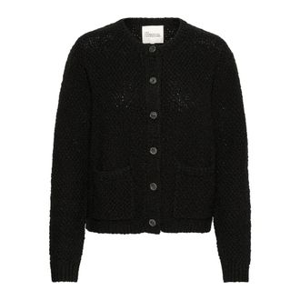 MY ESSENTIAL WARDROBE Schwarzer Strick-Cardigan mit Kn&ouml;pfen - - Knitwear - Damen - Schwarzk - M