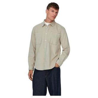 Only & Sons Homme Onsalp RLX 2pkt Washd Cord Ls T-Shirt Noos Chemise D&eacute;contract&eacute;e, Doublure Argent&eacute;e., L EU