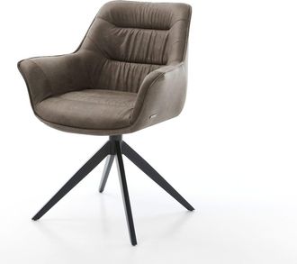 DELIFE Esszimmerstuhl Kaira-Flex Mikrofaser Taupe Vintage Kreuzgestell breit Schwarz, Esszimmerstühle